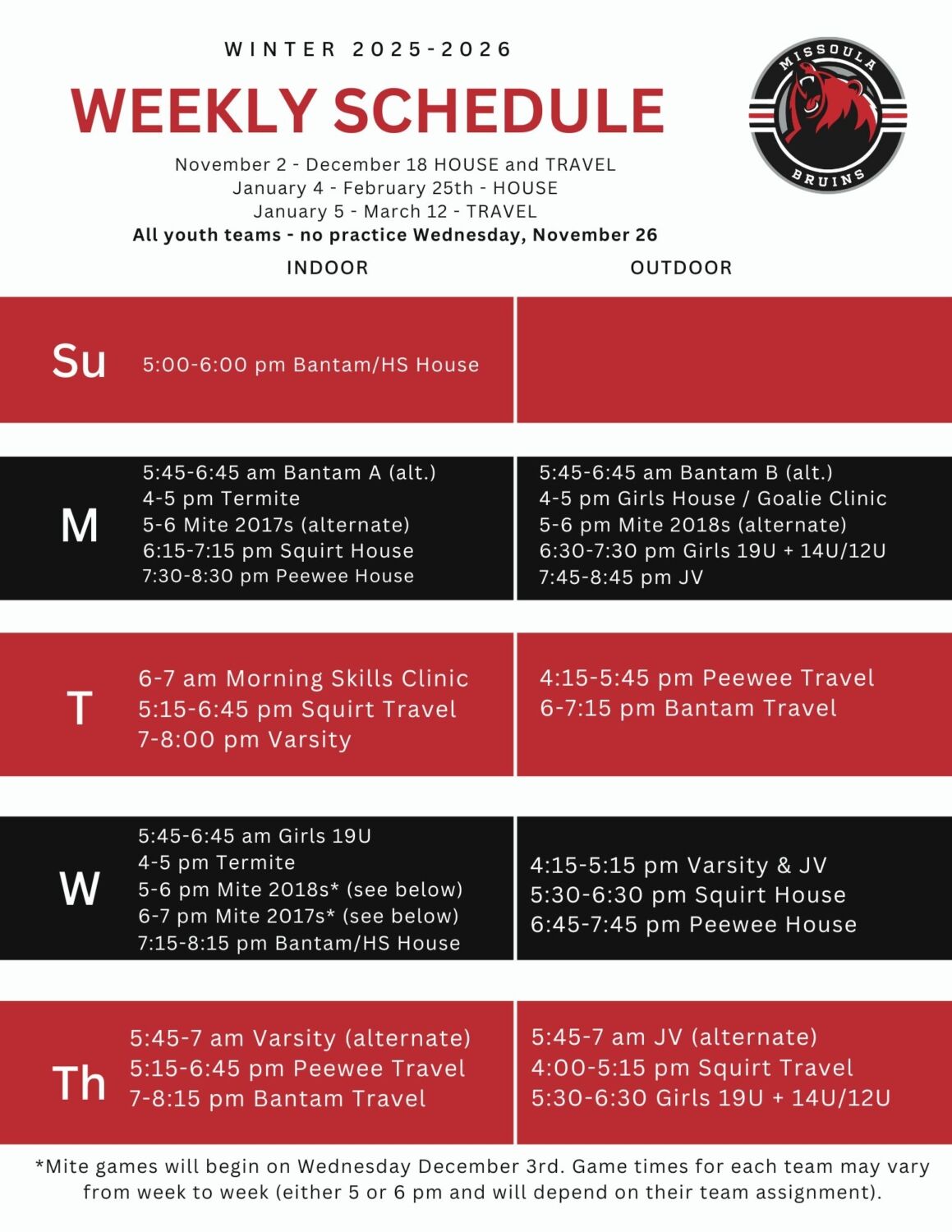 Youth Hockey Winter Travel Program - Glacier Ice Rink