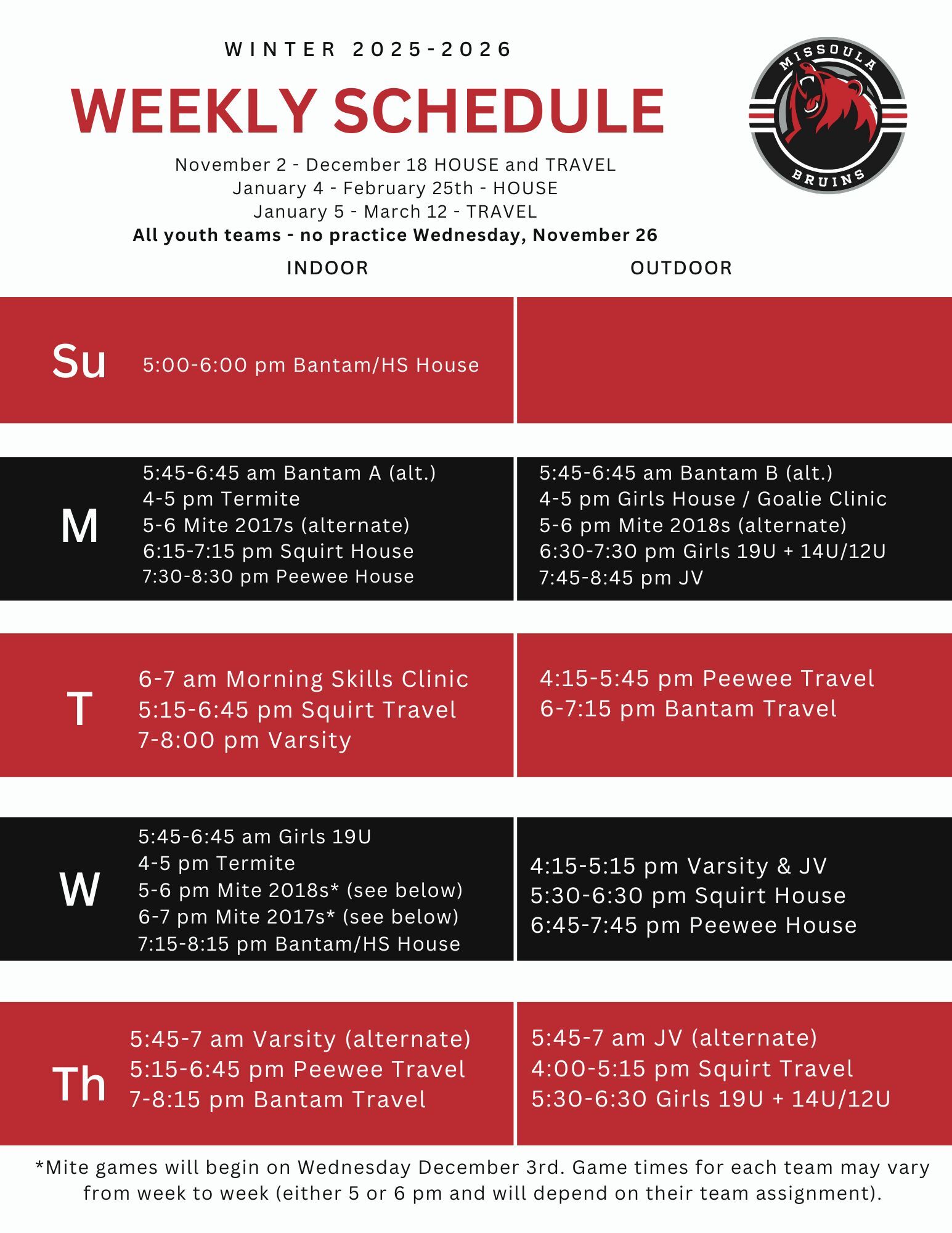 Youth Hockey Winter House Programs - Glacier Ice Rink